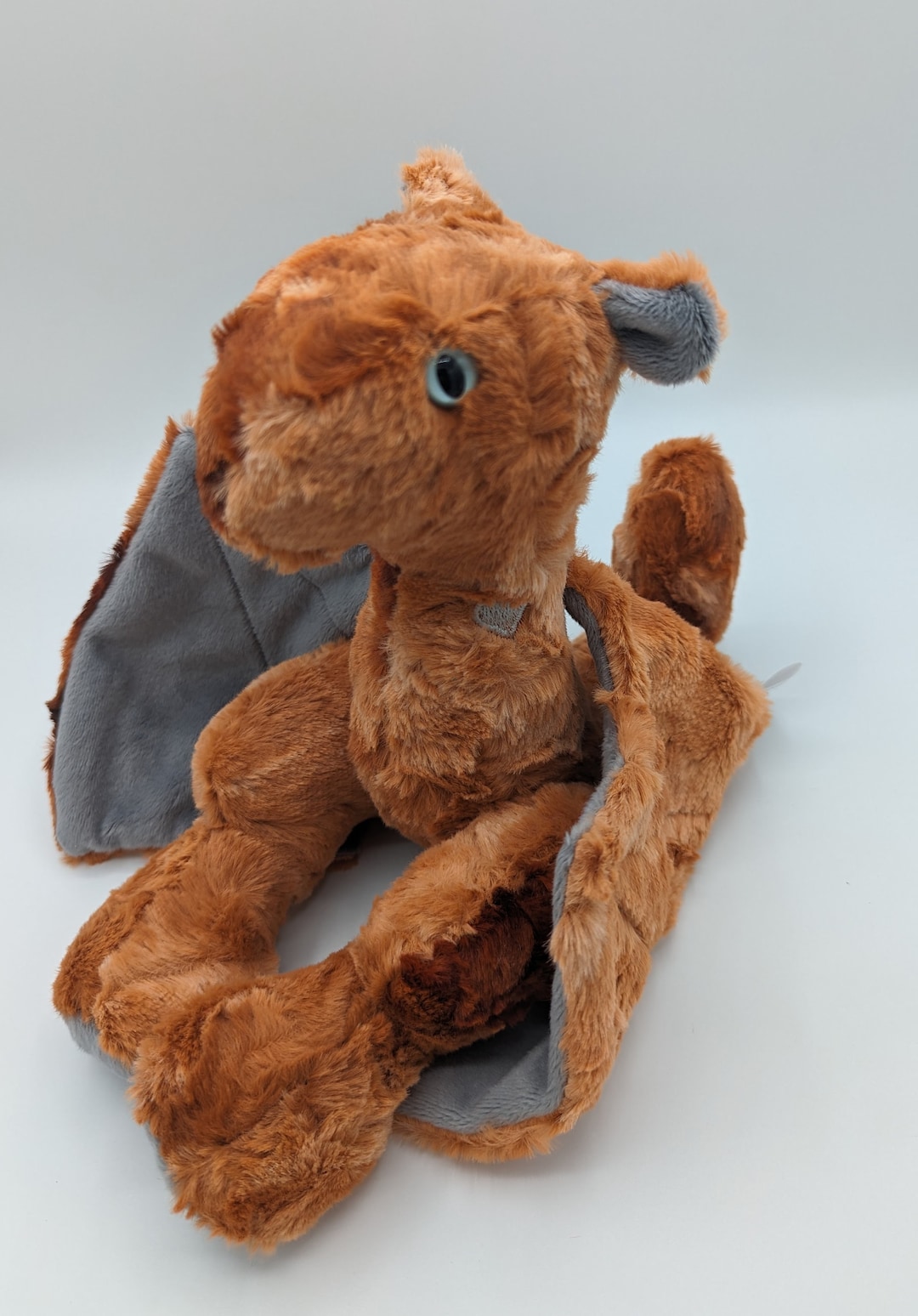Fuzzy Copper & Silver Dragon Plush, Adopt a Dragon, Fantasy Plushie ...