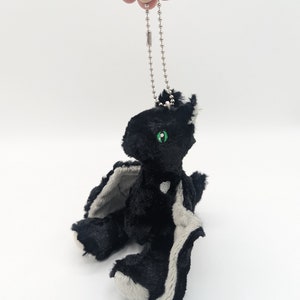Tiny Black Dragon Keychain, Mini Plush Soft Animal Toy, Cuddly Toy Baby ...