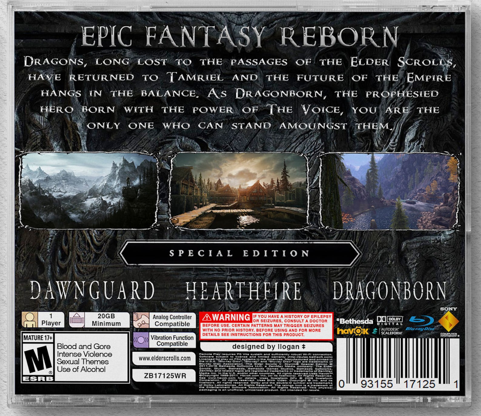 The Elder Scrolls V: Skyrim PS4 Custom PS1 Inspired Case | Etsy