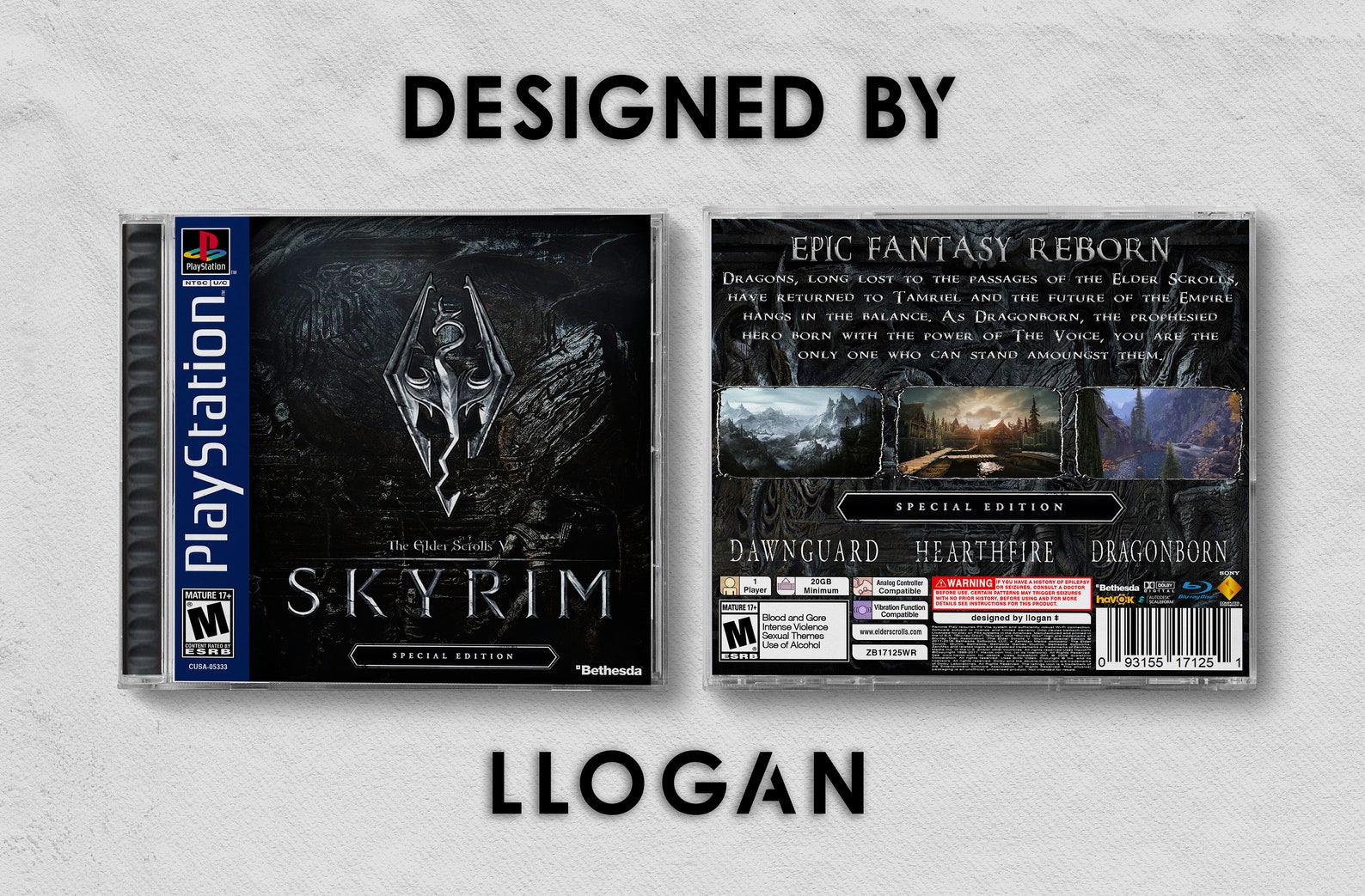 The Elder Scrolls V: Skyrim PS4 Custom PS1 Inspired Case | Etsy