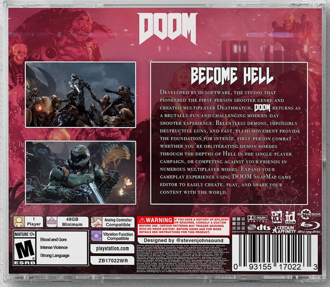 DOOM 2016 PS4 Custom PS1 Inspired Case | Etsy