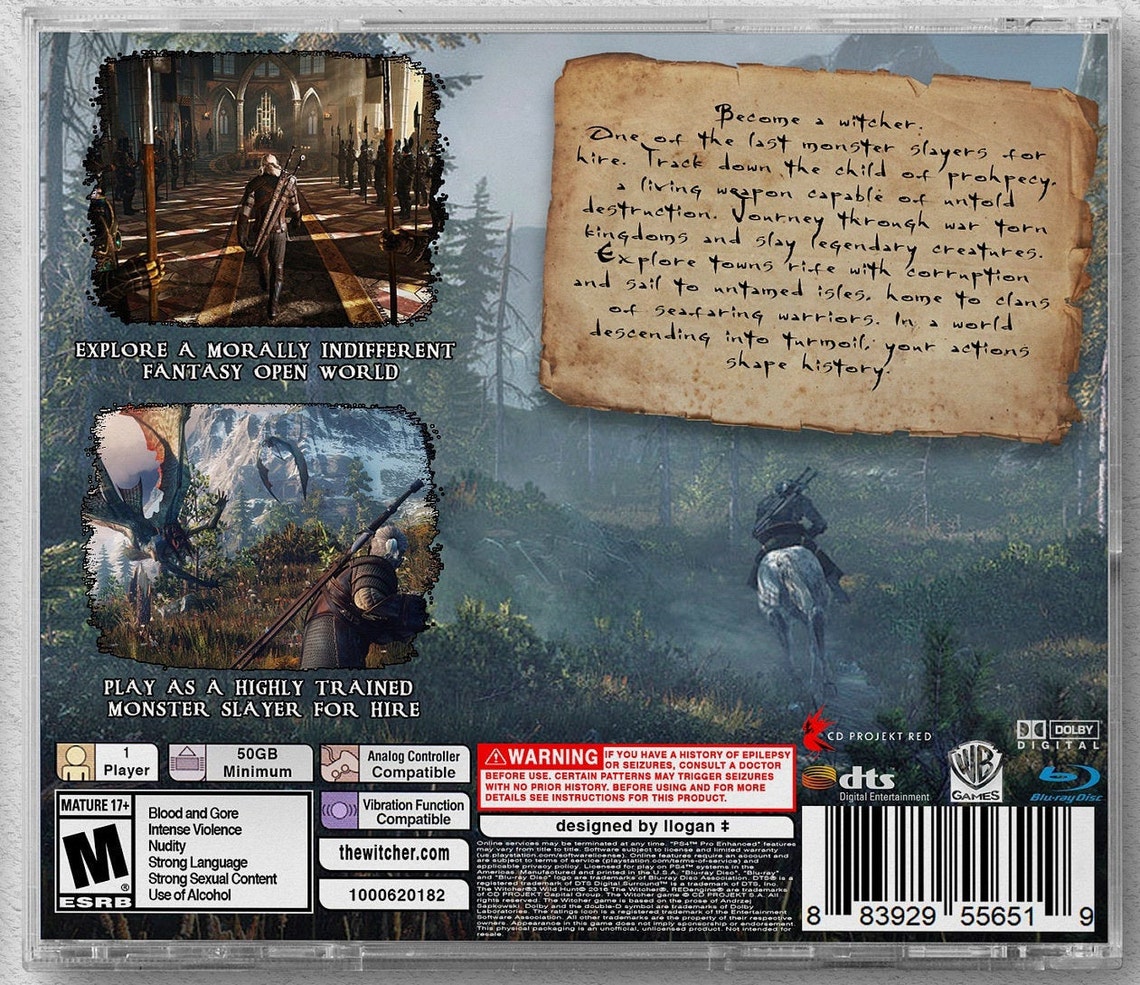 The Witcher 3: Wild Hunt PS4 Custom PS1 Inspired Case | Etsy