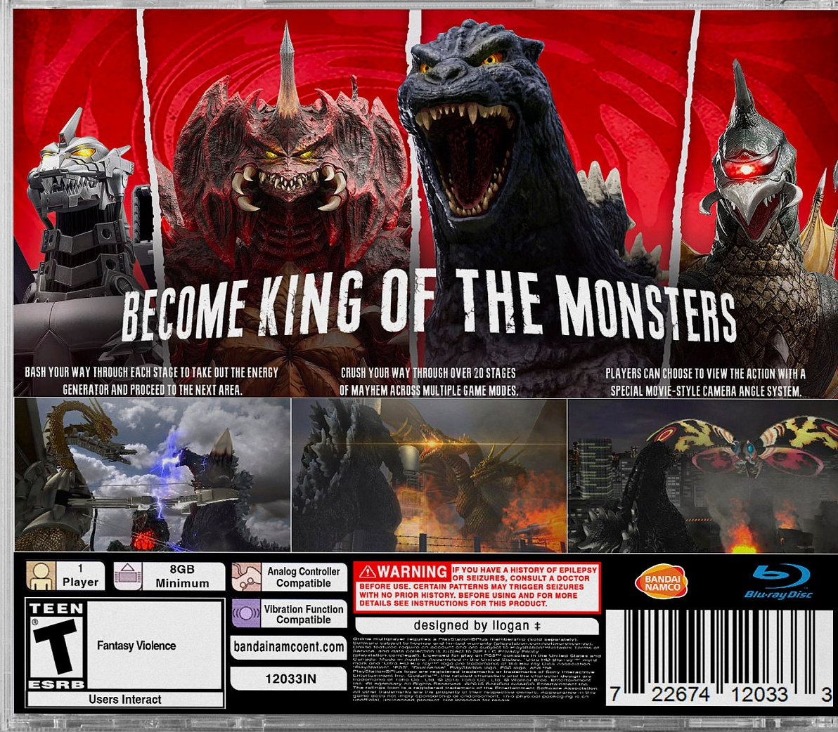 Godzilla PS4 Custom PS1 Inspired Case Etsy