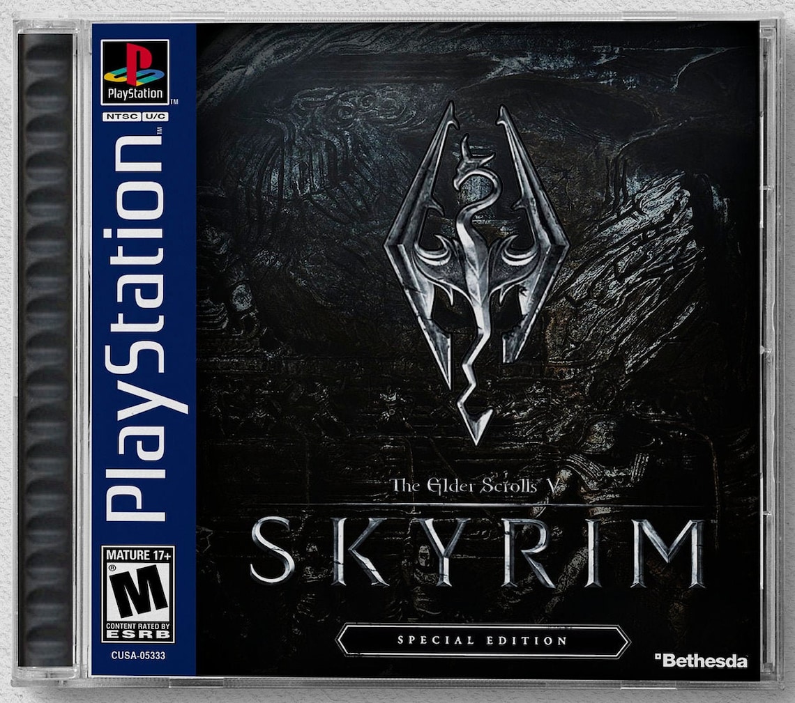 The Elder Scrolls V: Skyrim PS4 Custom PS1 Inspired Case | Etsy