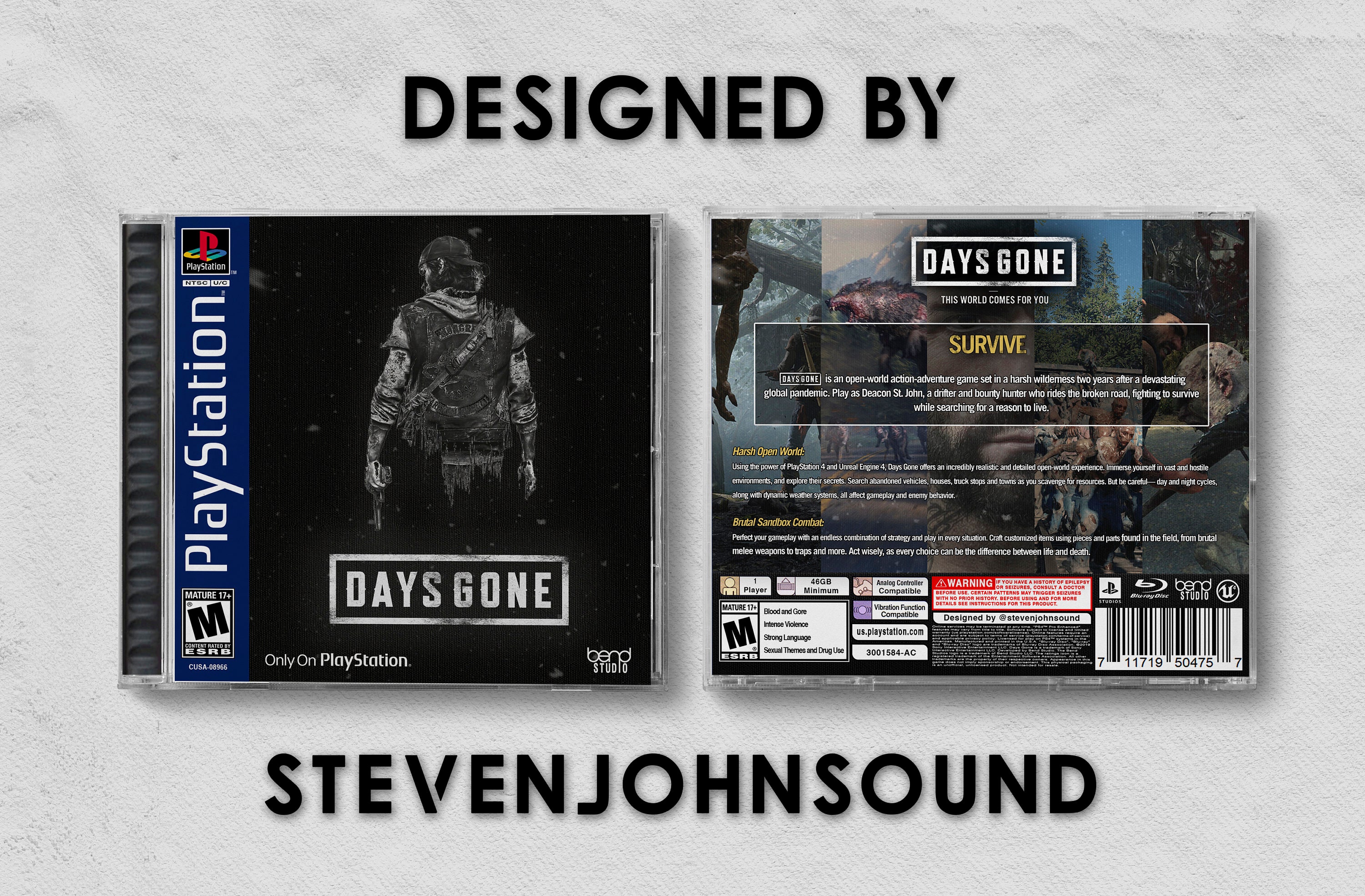 Games & Puzzles Toys & Games Video Games Days Gone Custom Retro PS1 ...