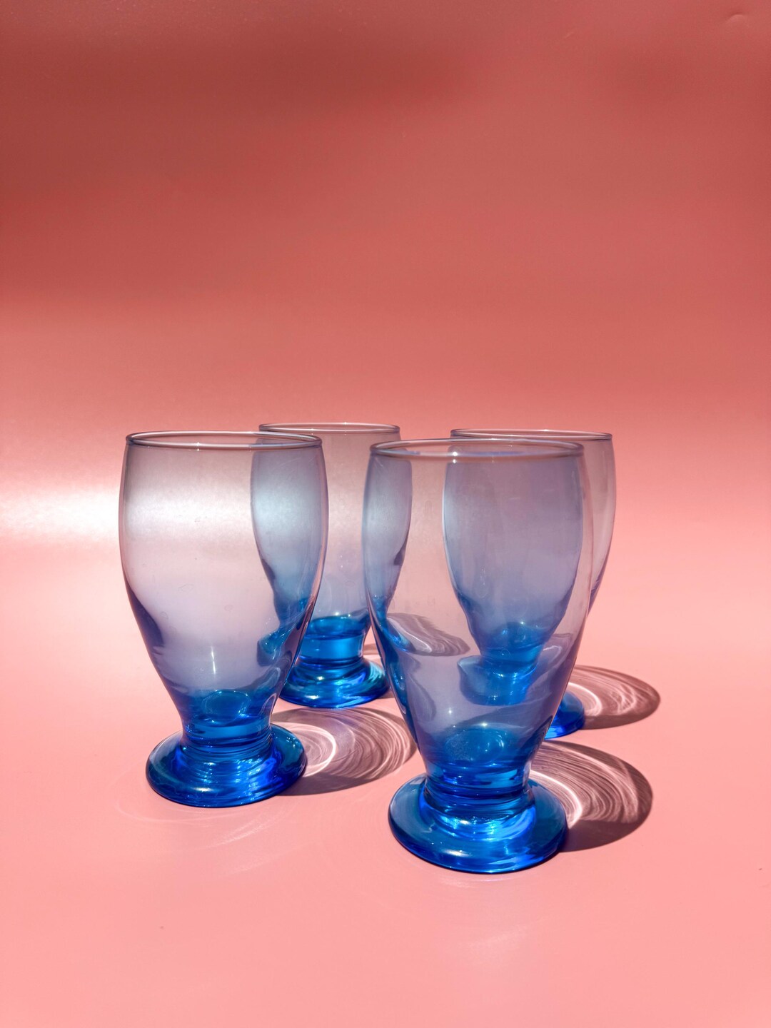 Vintage Cristar Lexington Sky Blue Footed Water Goblets - Etsy