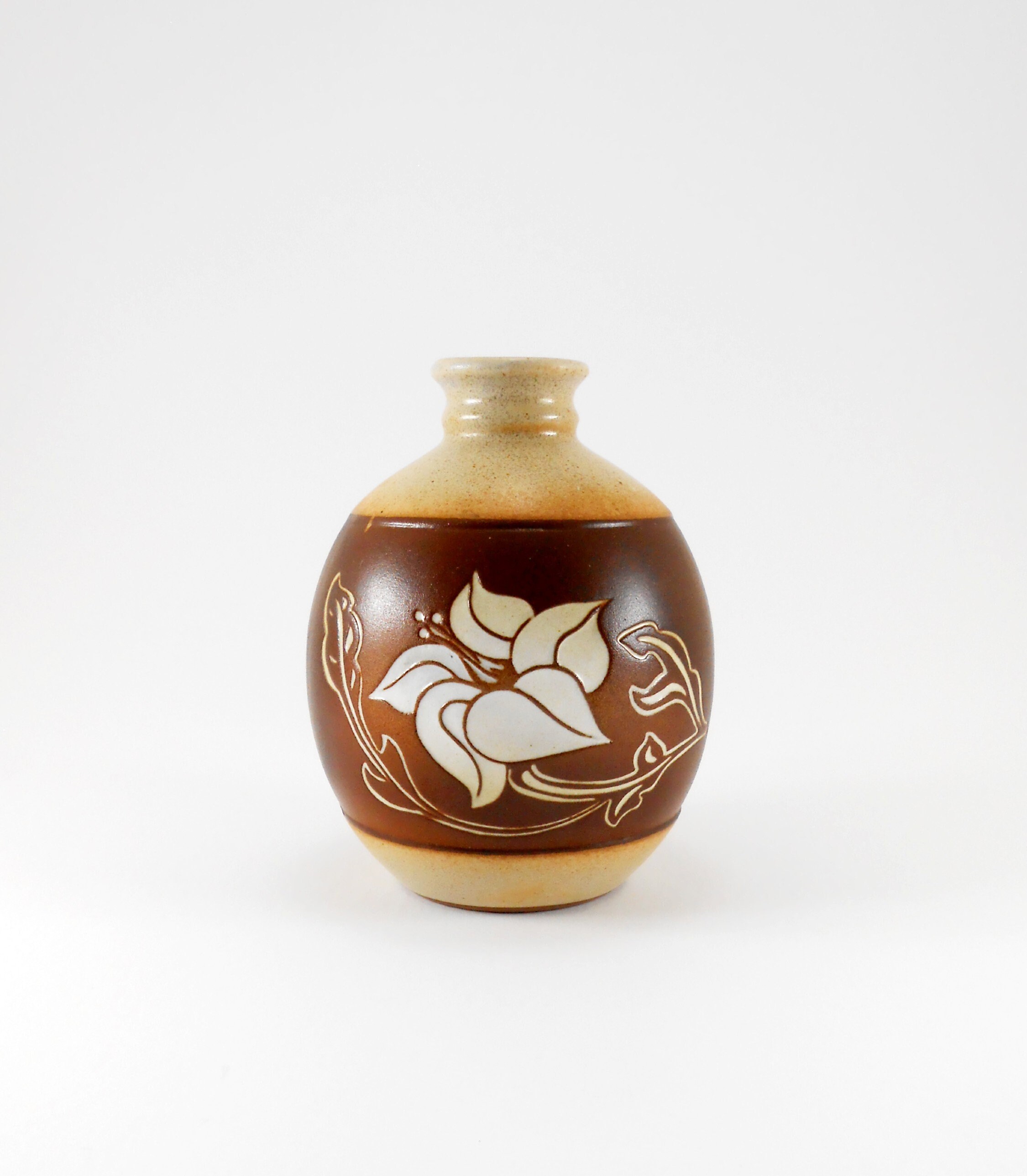 Pottery Craft Vase Art Pottery Vase Small Round Vase Brown - Etsy