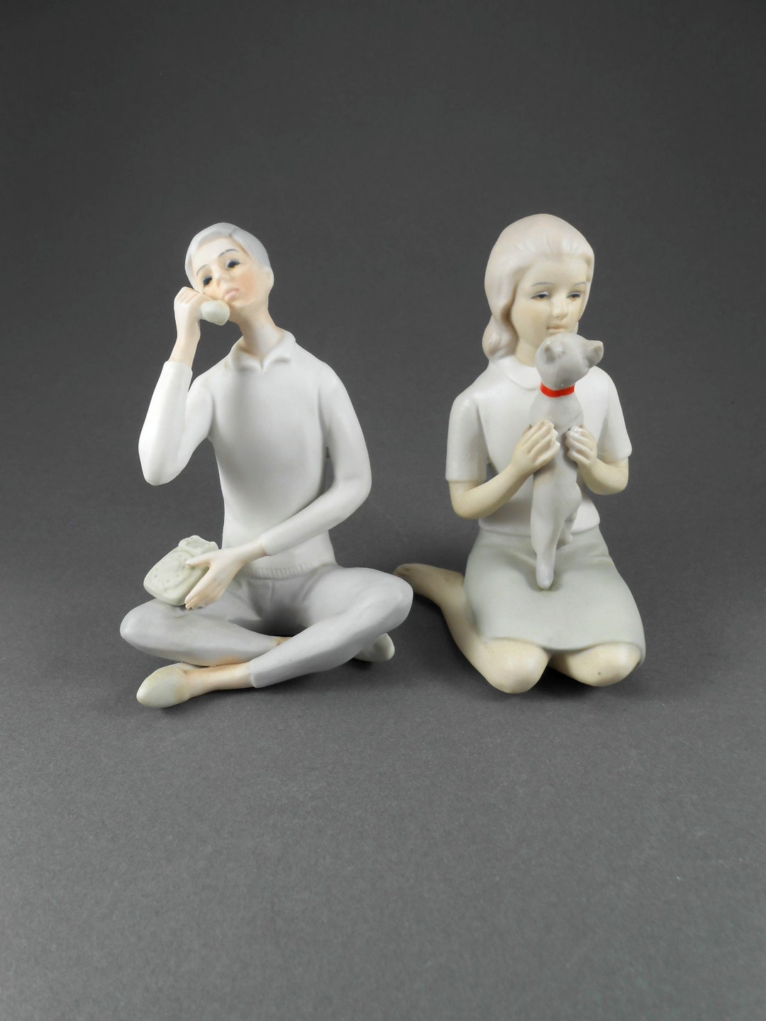 Teen Boy Figurine, Teen Girl Figurine, Boy With Phone, Girl With Cat ...