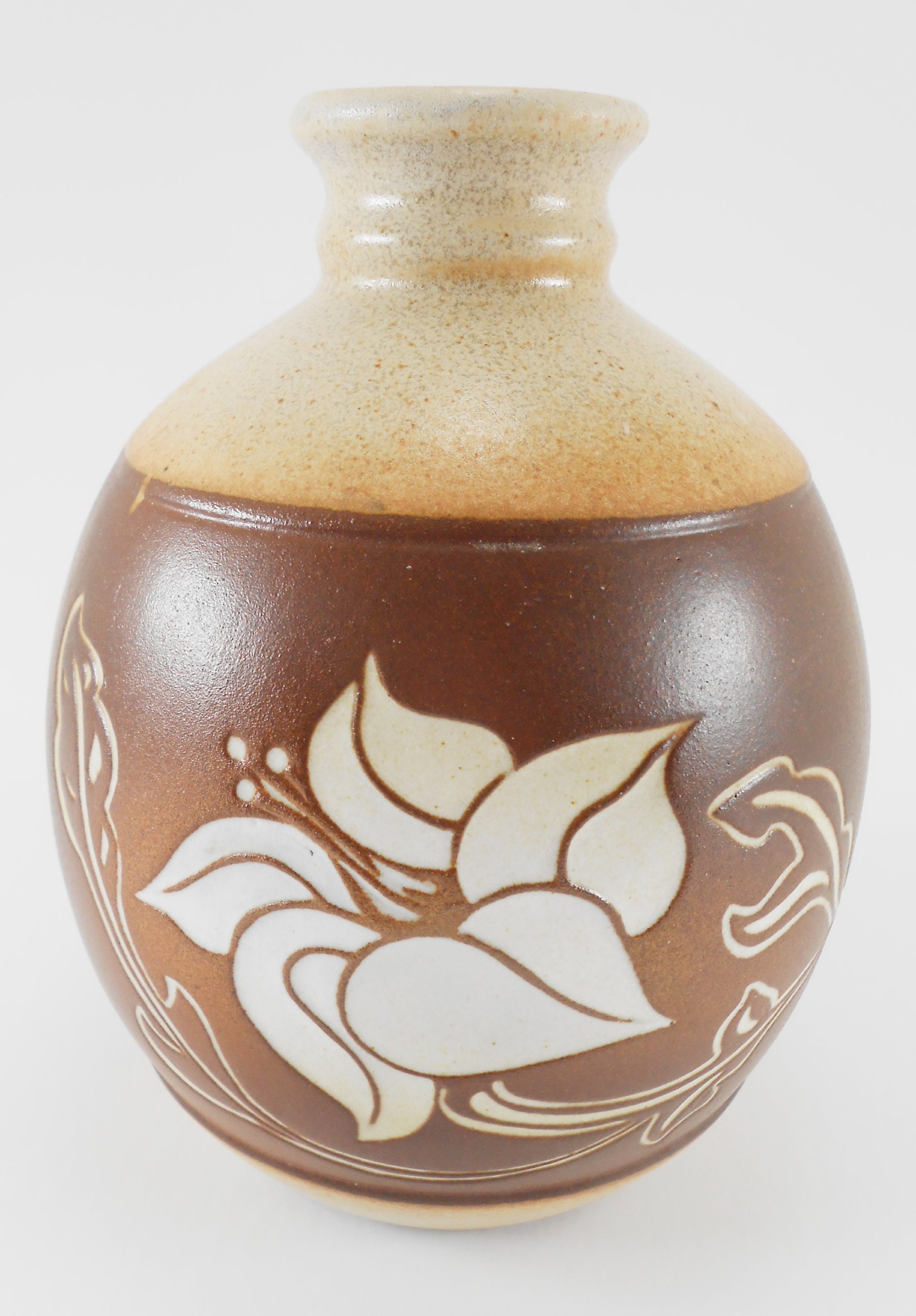 Pottery Craft Vase Art Pottery Vase Small Round Vase Brown - Etsy