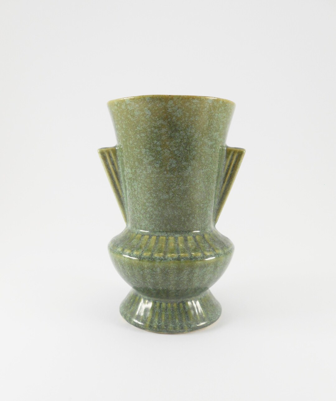 Brush Pottery Vase, 1960s Vintage, Dark Green, Blue Speckled, Trophy ...