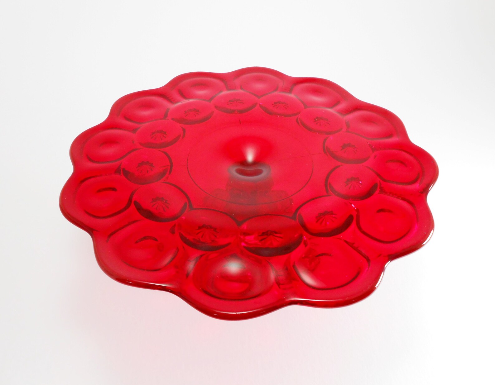 L E Smith, Moon and Star, Glass Cake Stand, Ruby Glass, Red Cake Plate ...
