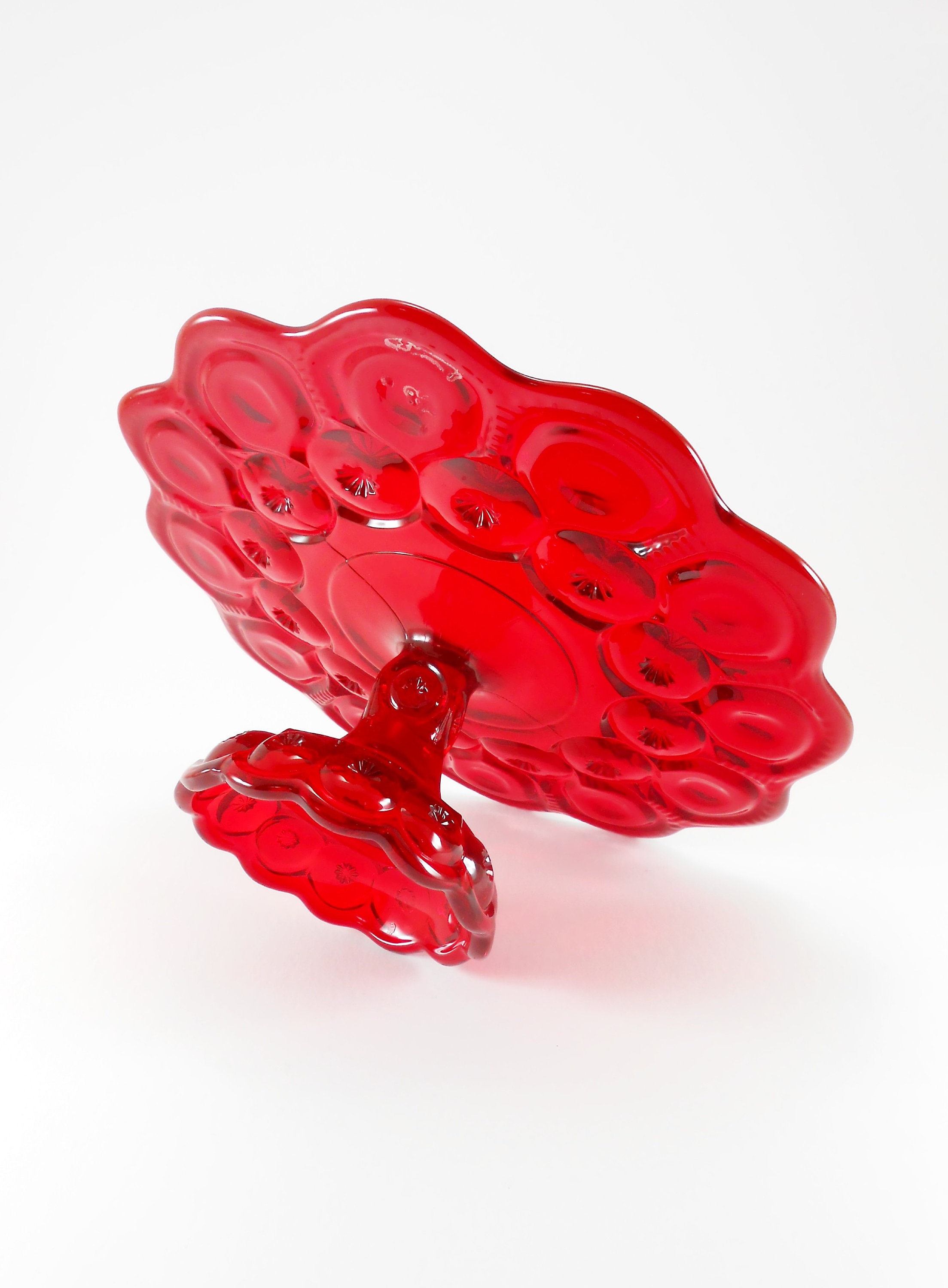 L E Smith, Moon and Star, Glass Cake Stand, Ruby Glass, Red Cake Plate ...