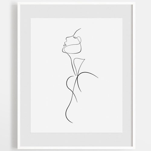 Abstract Female Face Print Printable One Line Drawing - Etsy