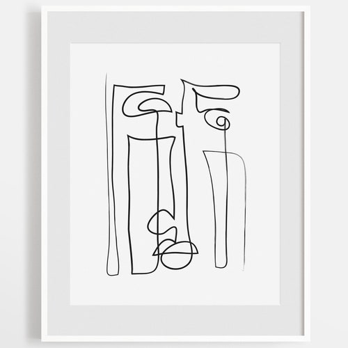 One Line Drawing Abstract Face Print Continuous Line Art - Etsy