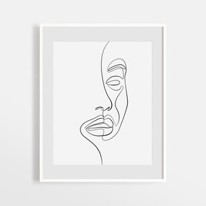Abstract One Line Face Printable, Minimalist Wall Art, One Line Drawing ...