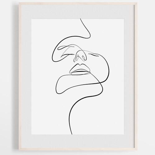 Abstract Female Face Print Printable One Line Drawing | Etsy