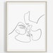 Couple Kiss Illustration, One Line Drawing Printable Art, Intimate Love ...