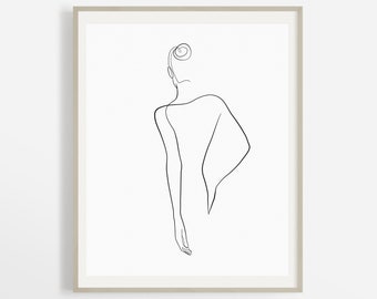 Woman Body Outline Print Female One Line Drawing Feminine | Etsy