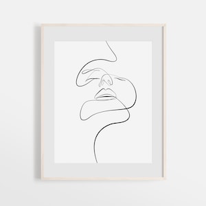 Abstract Female Face Print, Printable One Line Drawing, Feminine ...