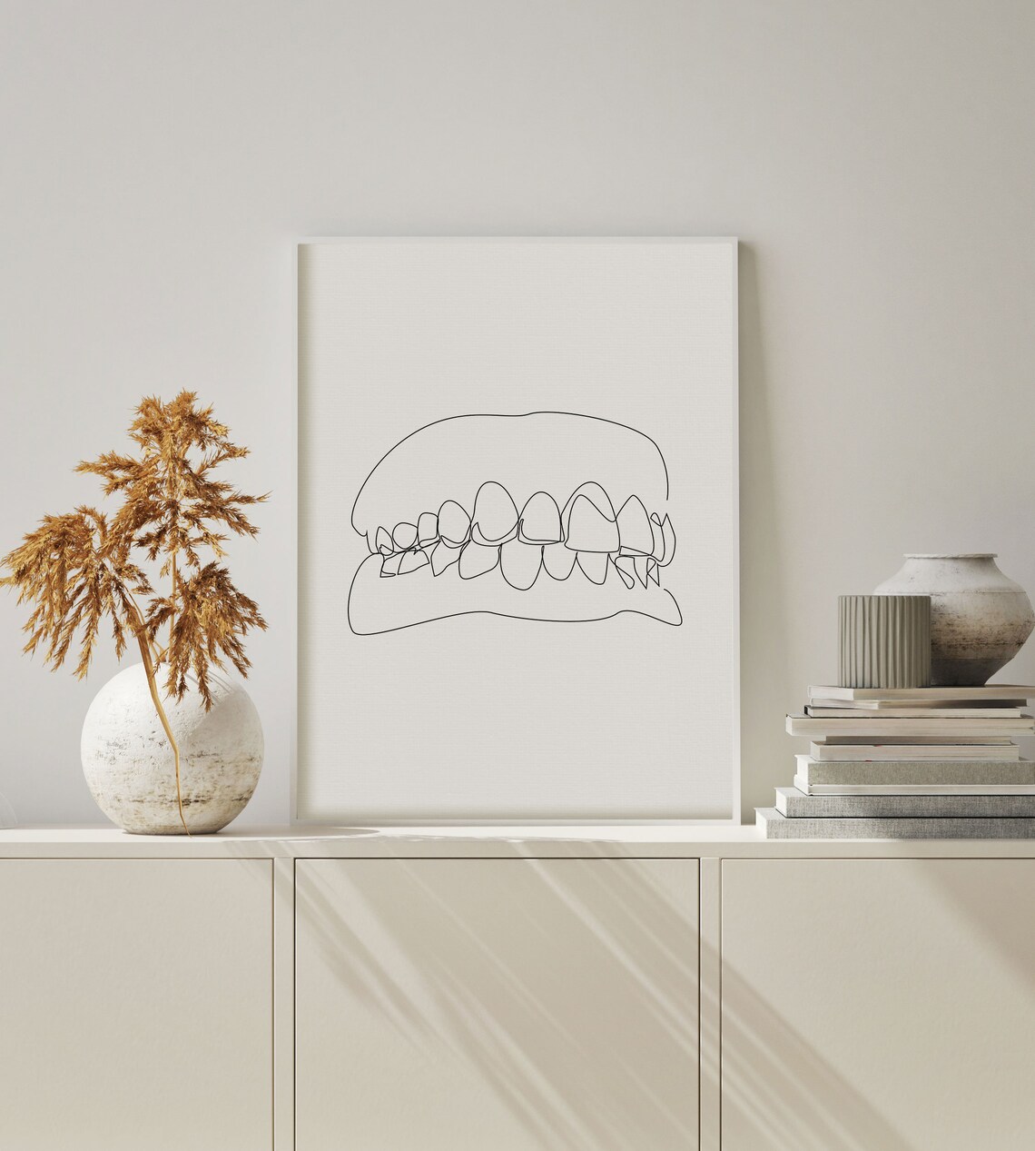 Minimalist Dental Printable Artwork, One Line Teeth Drawing, Abstract ...