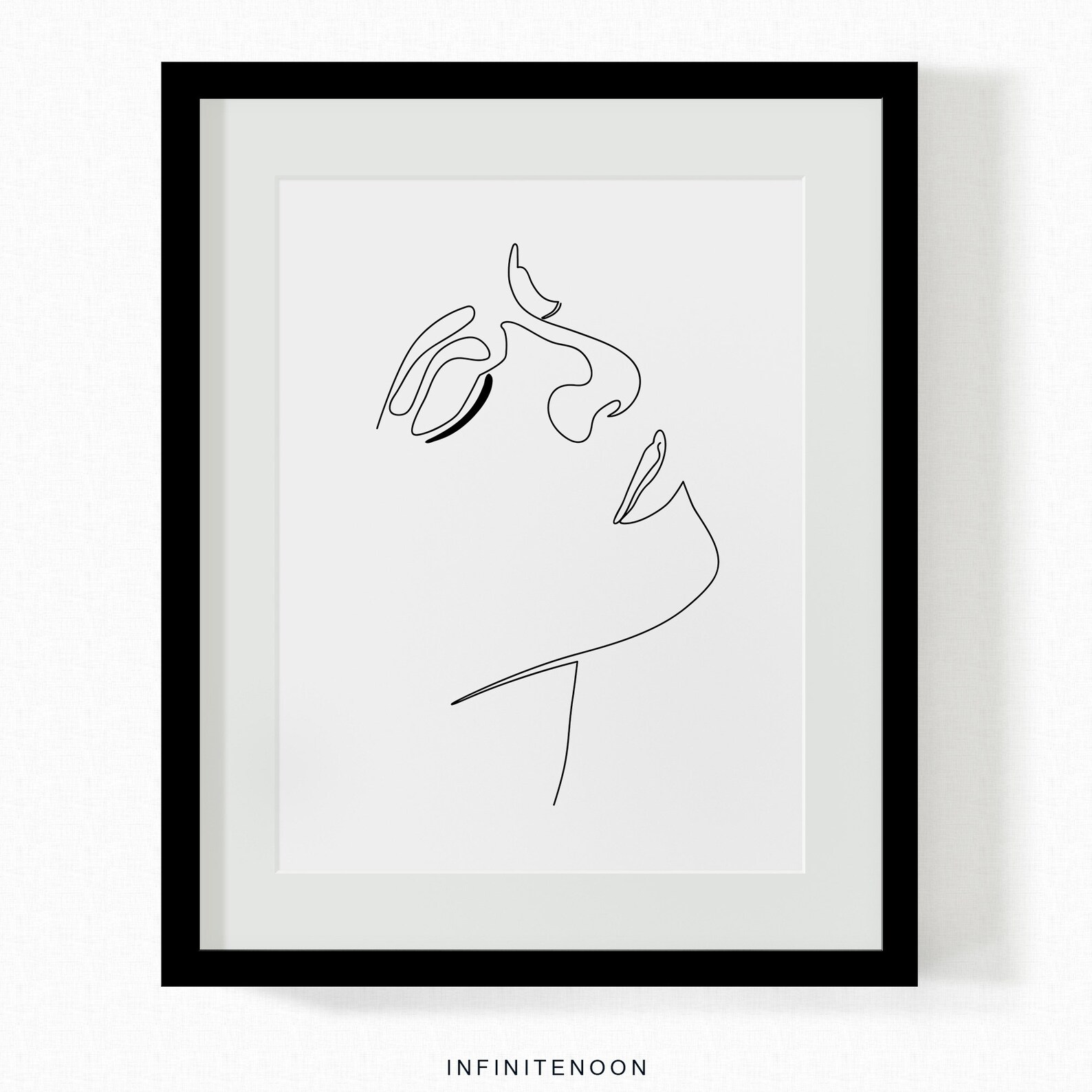 Female Face Figure One Line Girl Printable Illustration | Etsy