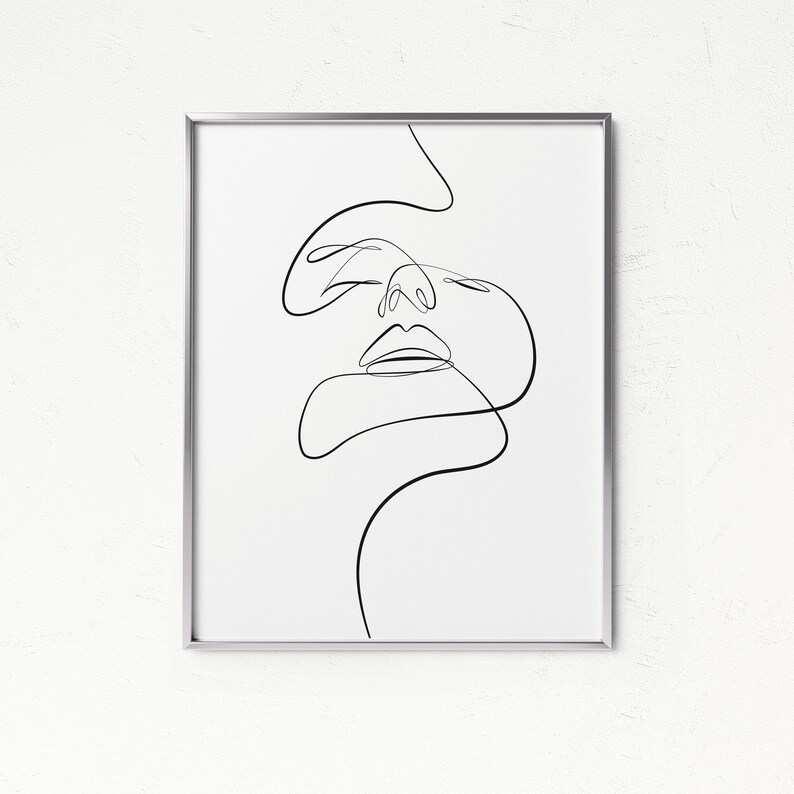Abstract Female Face Print Printable One Line Drawing Etsy Australia