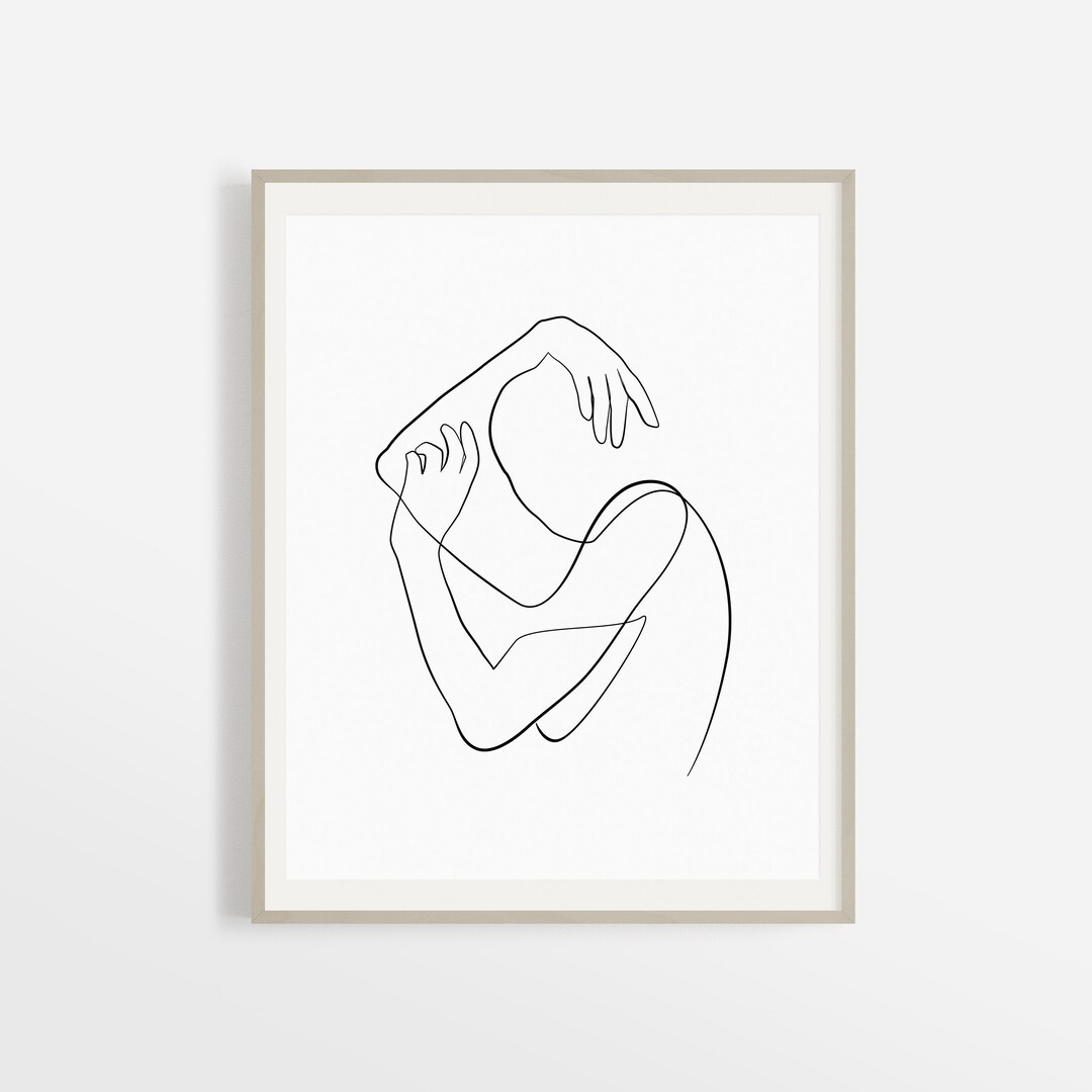 Abstract Female Form Print, Woman Fine Line Printable, Minimalist One ...