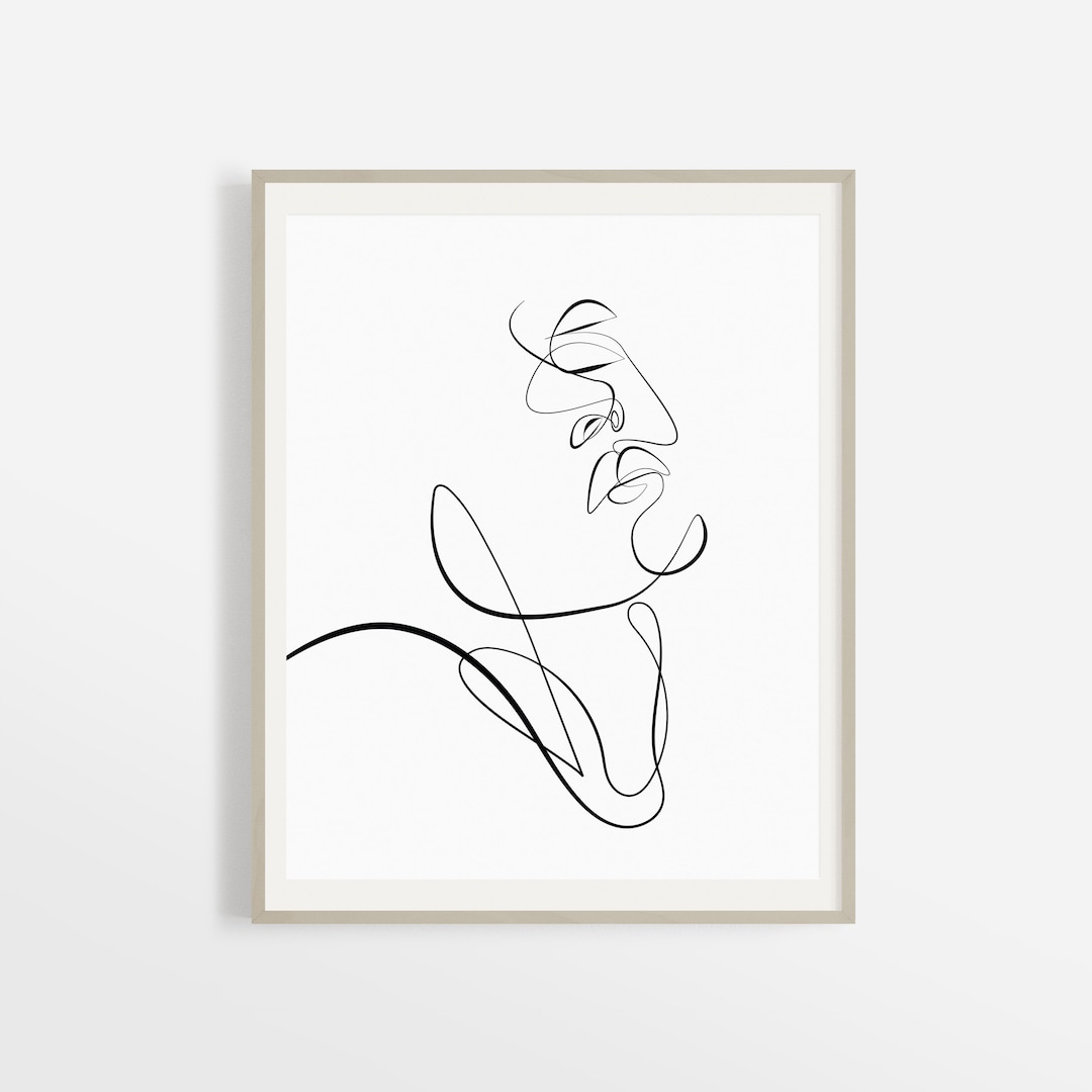 One Line Face Drawing, Face Figure Line Art, Abstract Facial Outline ...