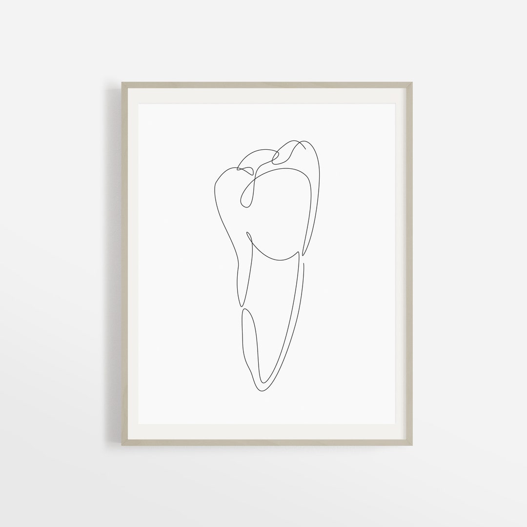 Minimalist Premolar Tooth Art, Molar Drawing Artwork, Dental Printable ...