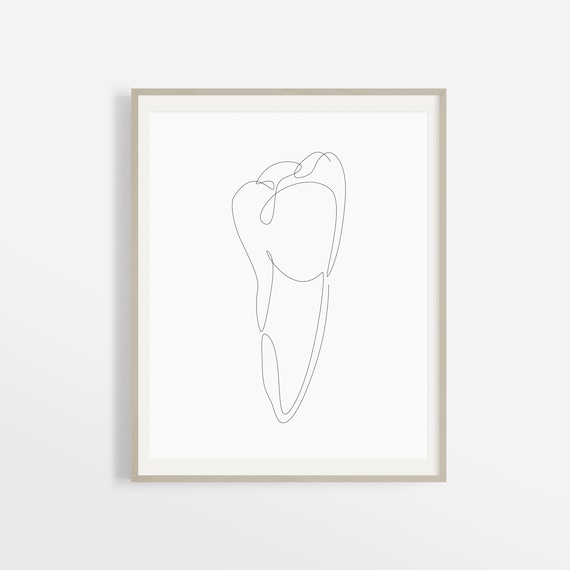 Minimalist Premolar Tooth Art Molar Drawing Artwork Dental | Etsy