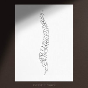 Abstract Spine Art Print, One Line Spinal Cord Drawing, Minimal Medical ...