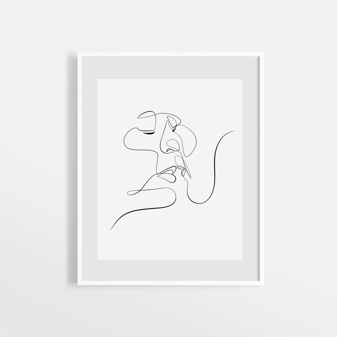 Abstract Love Line Art Couple Kiss Wall Art Line Drawing - Etsy