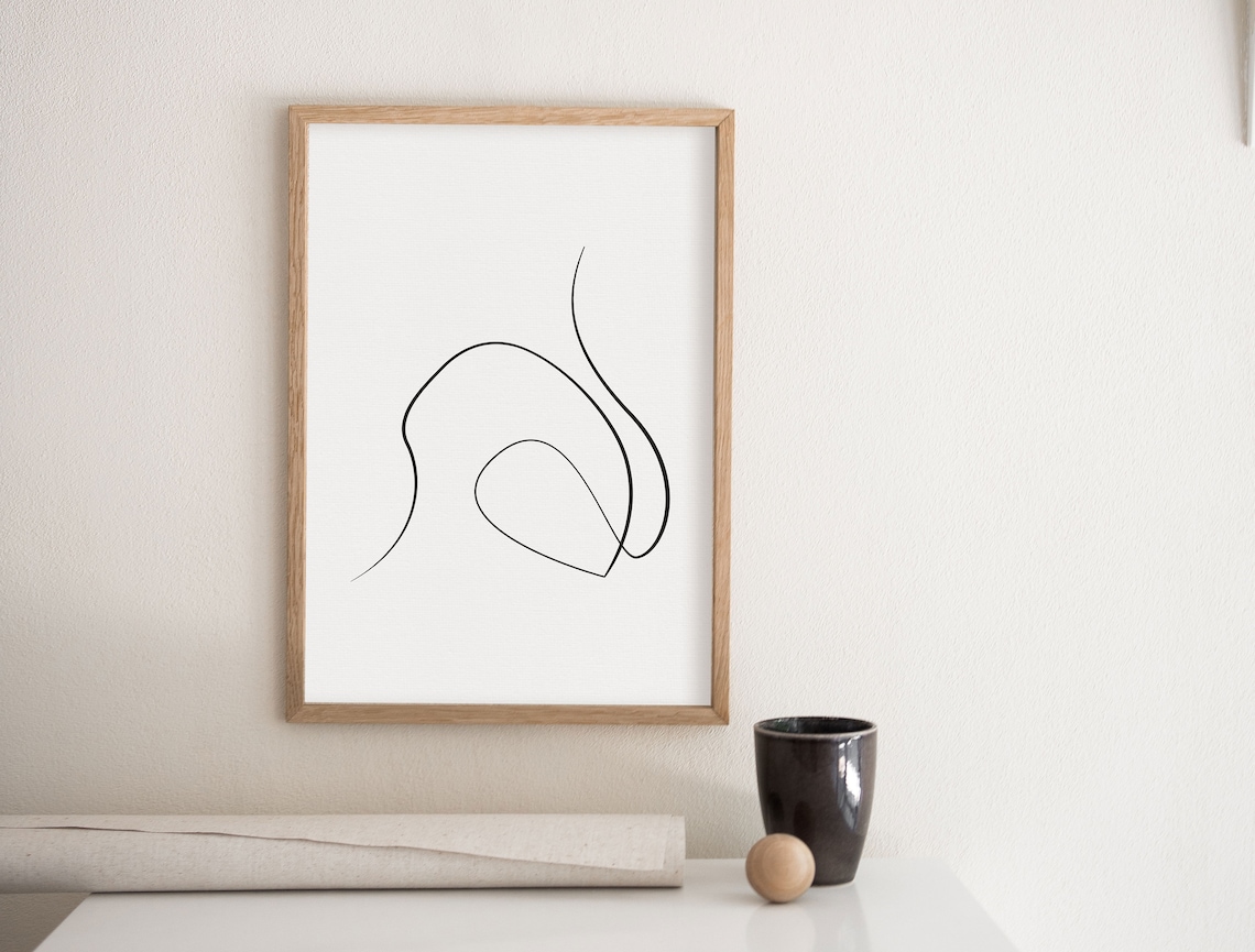 Abstract Butt Line Art Printable Minimalist One Line Female | Etsy