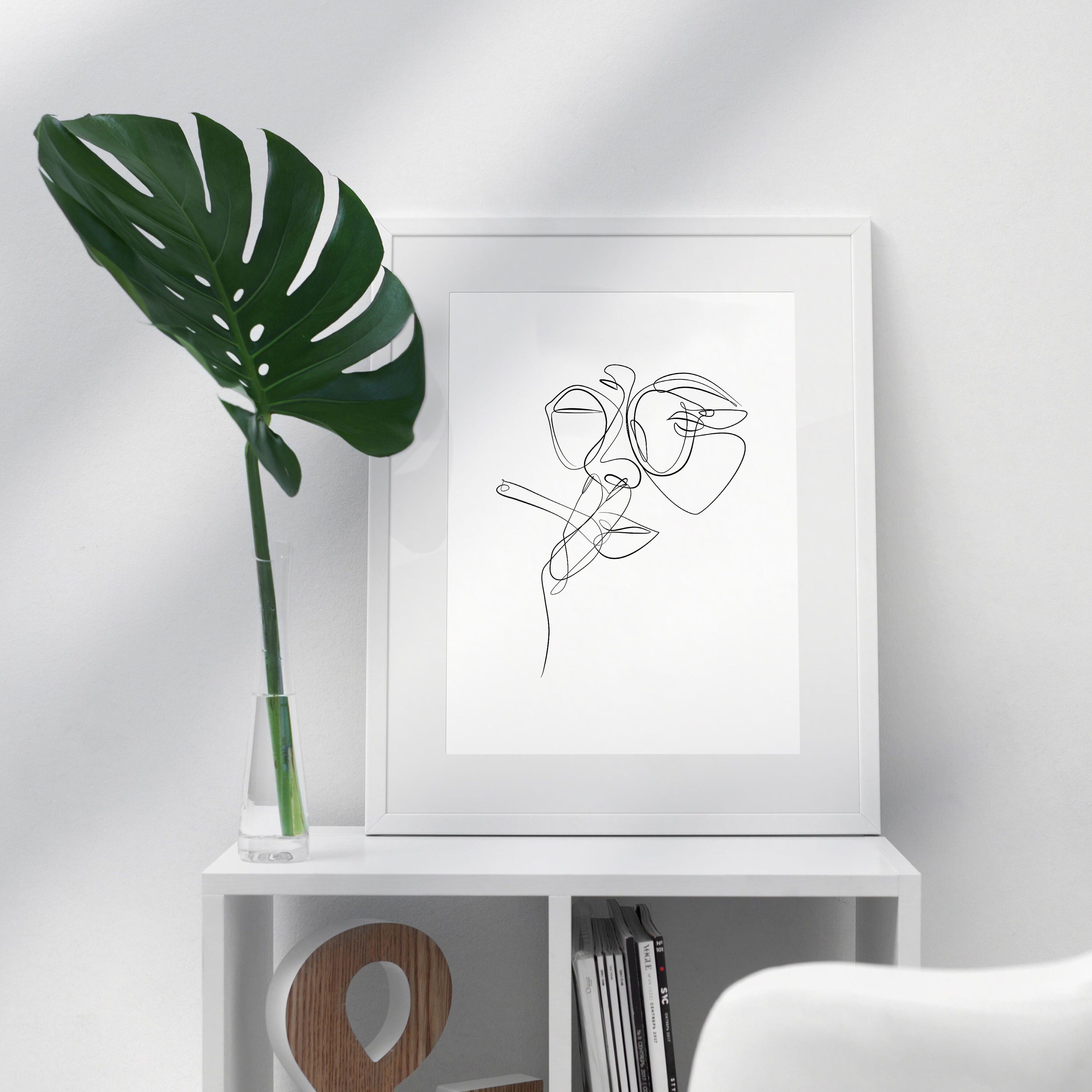 Woman Smoking Line Art, Female Face Sketch, Minimal Abstract Continuous ...