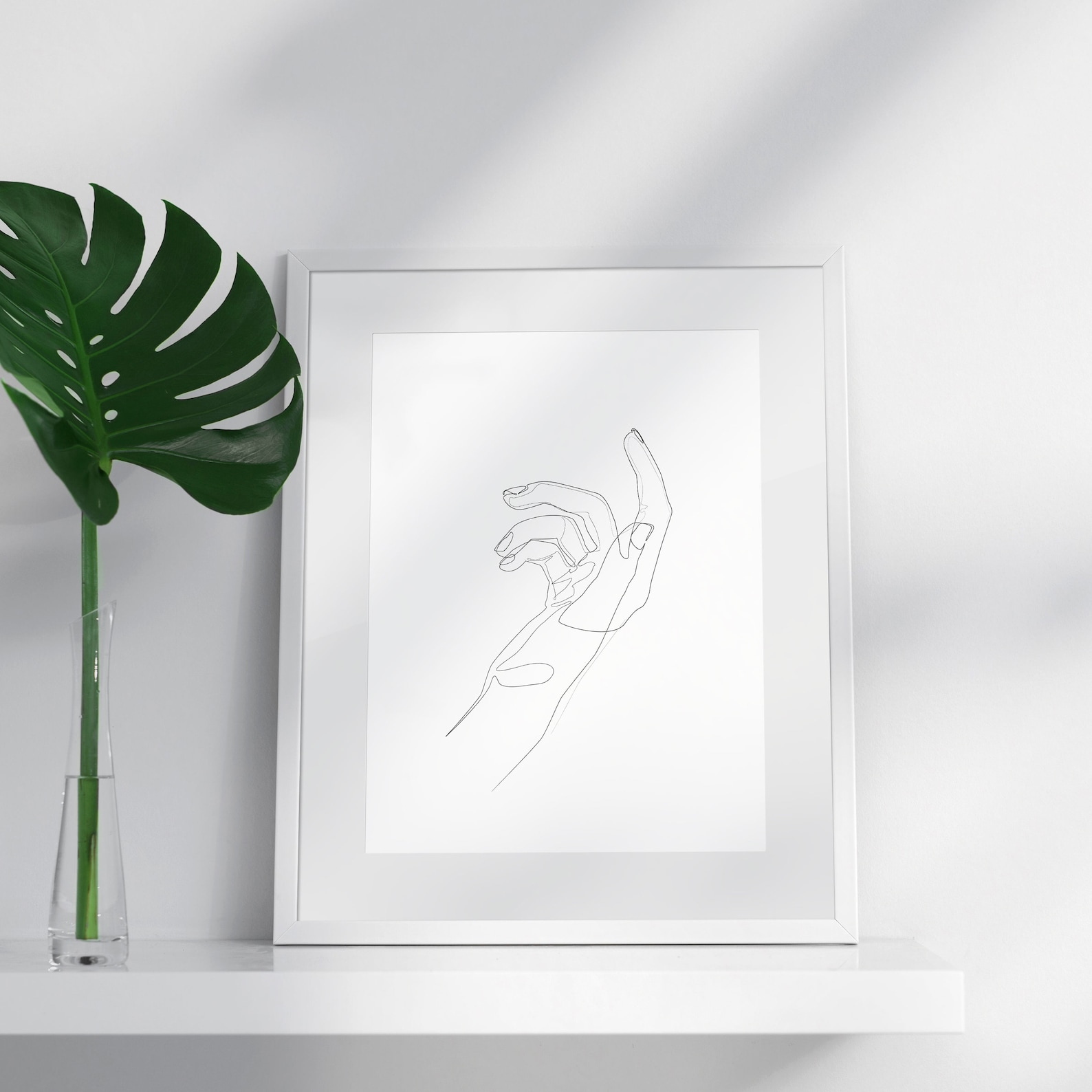 Simple Hand One Line Drawing Printable Hand Pose Black and | Etsy