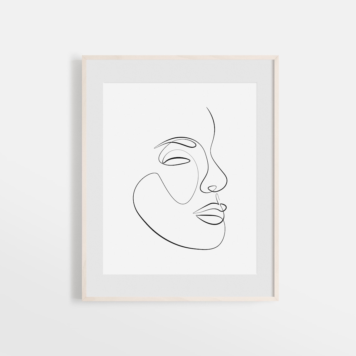One Line Face Drawing Printable Art, Abstract Facial Line Art, Woman ...