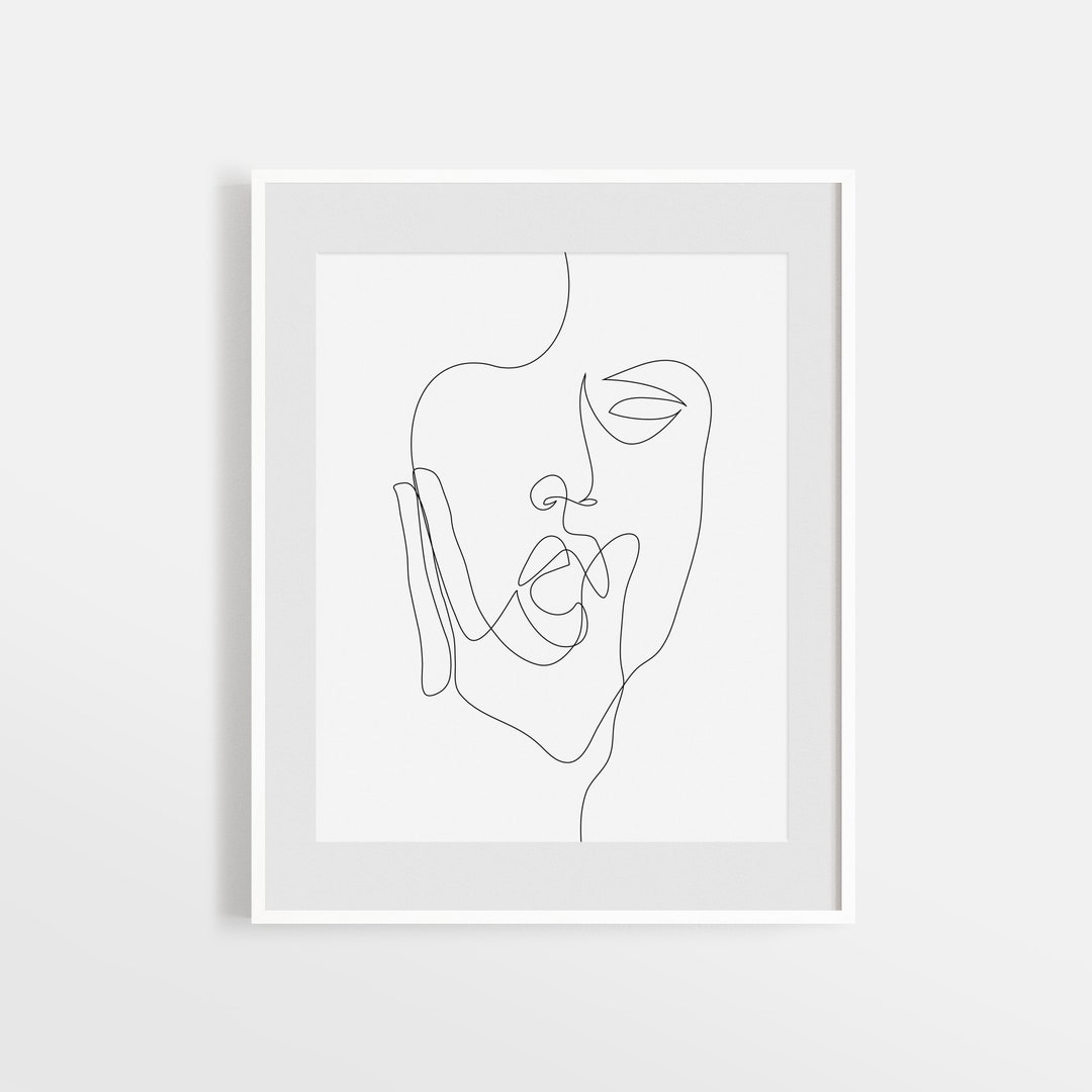 Woman Face One Line Drawing, Abstract Figurative Line Art Print, Female ...