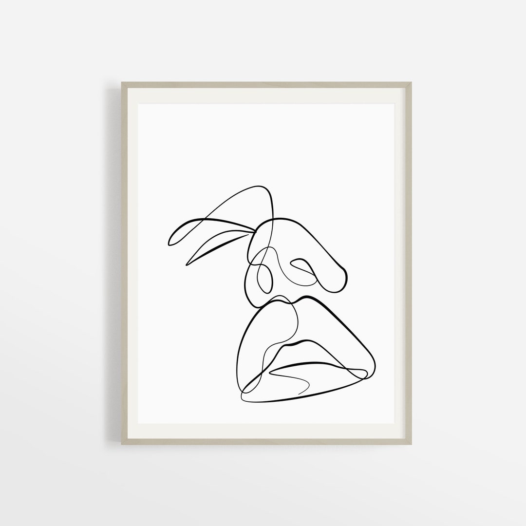 One Line Abstract Face Art Print, Minimalist Woman Face Drawing, Simple ...