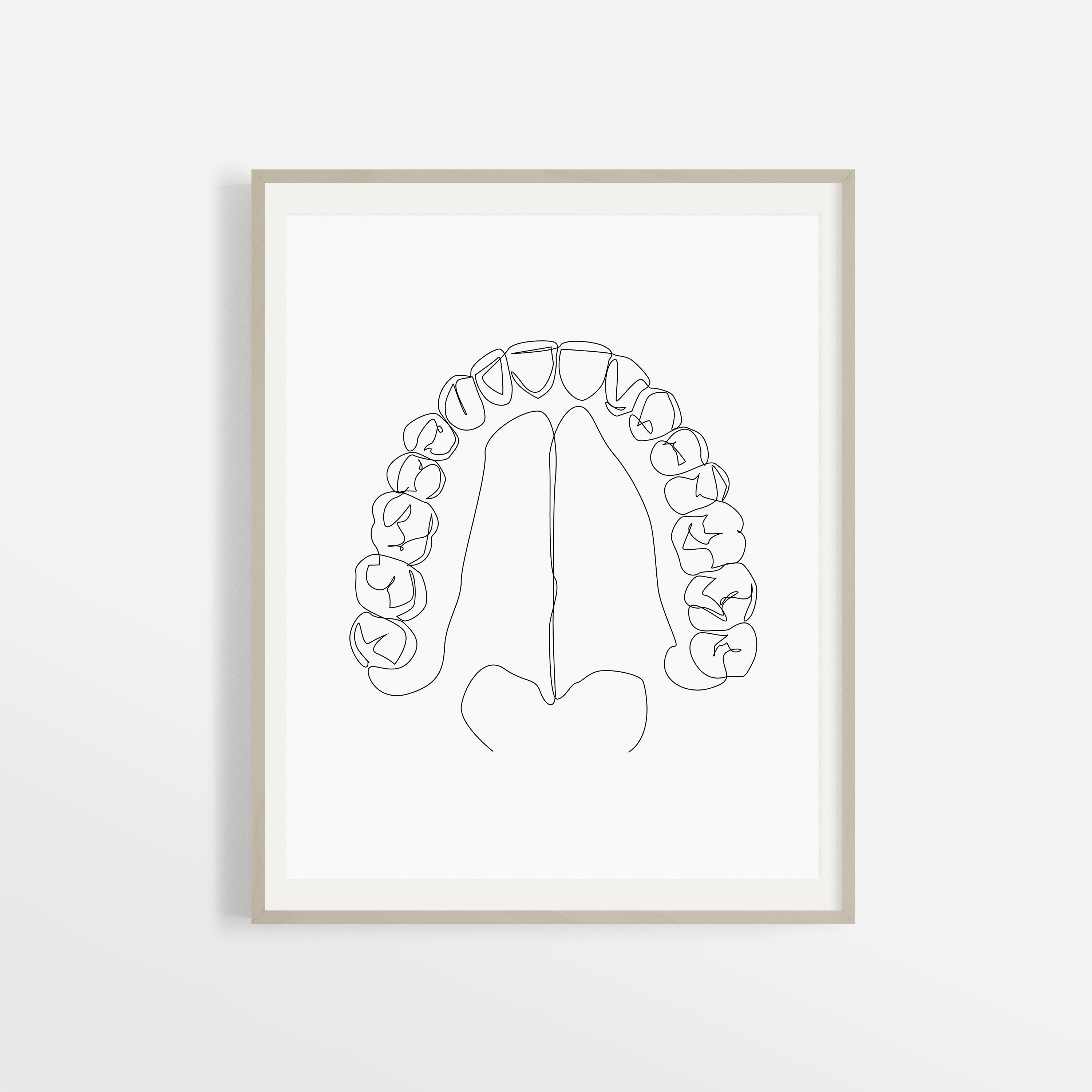 One Line Teeth Drawing Abstract Molar Print Medical Dentist | Etsy
