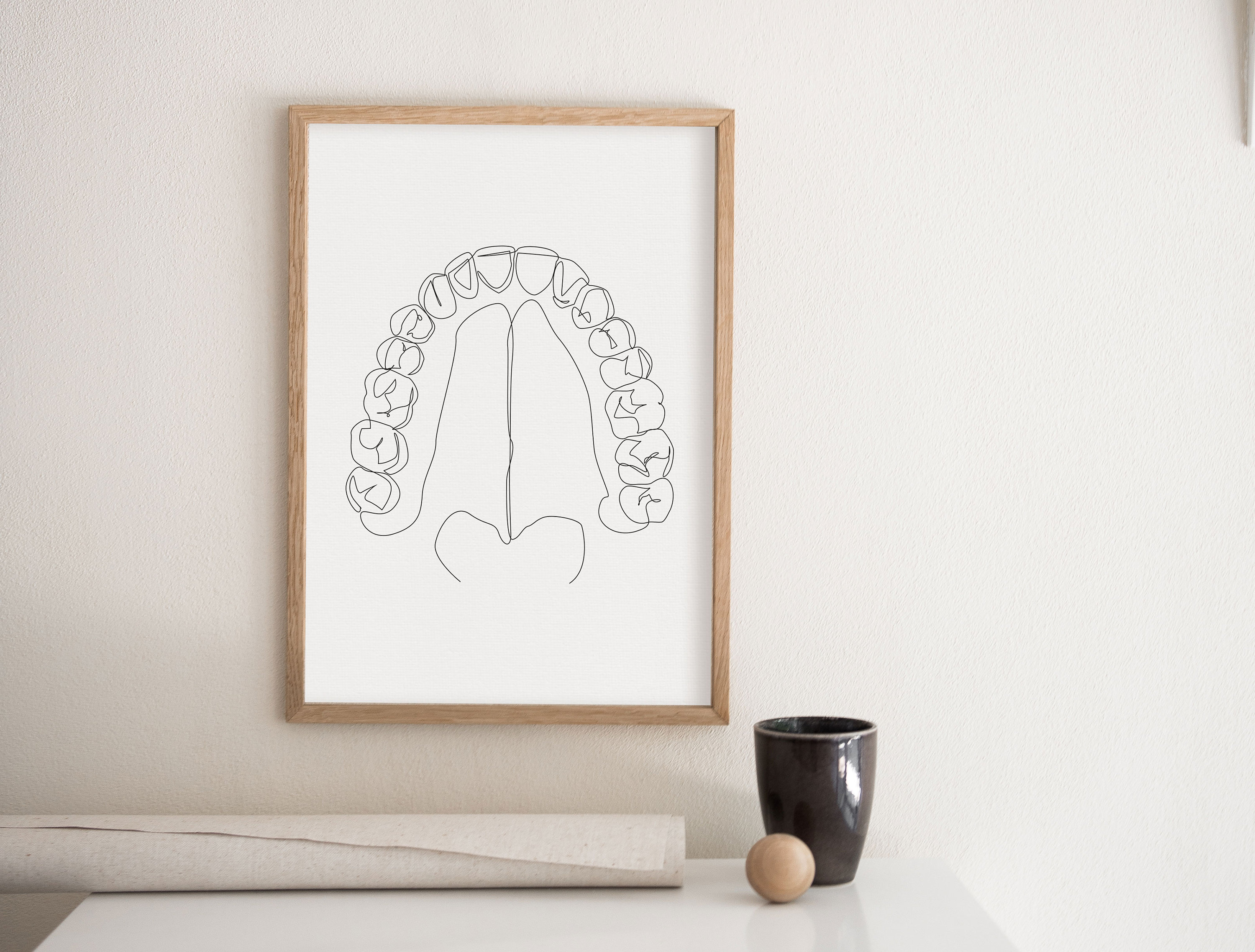 One Line Teeth Drawing Abstract Molar Print Medical Dentist | Etsy