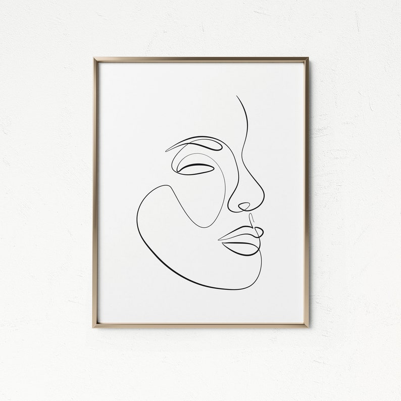 One Line Face Drawing Printable Art Abstract Facial Line Art | Etsy
