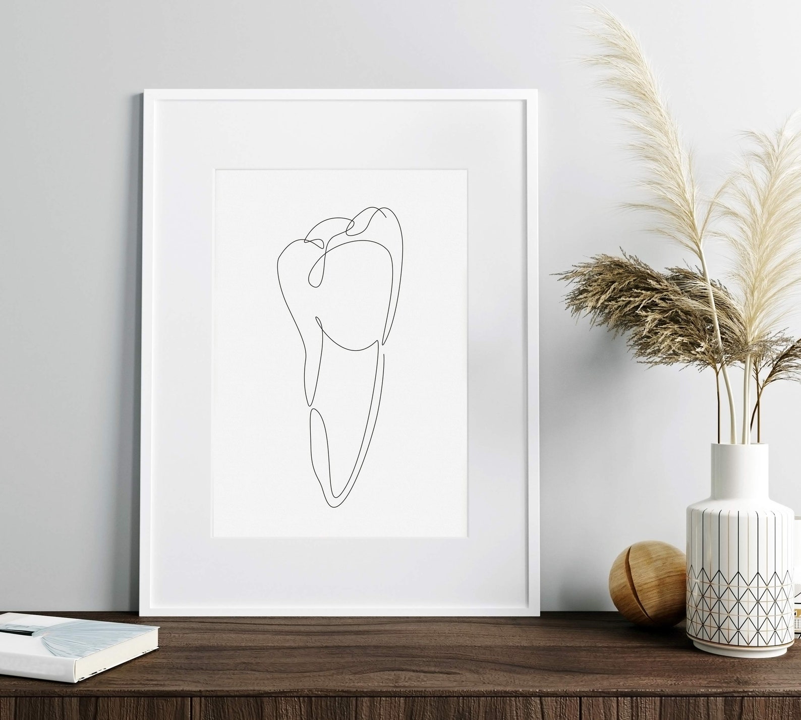 Minimalist Premolar Tooth Art, Molar Drawing Artwork, Dental Printable ...