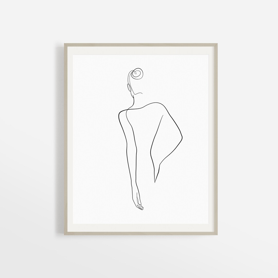 Single Line Woman Body Drawing, Feminine Figure Minimalist Print ...