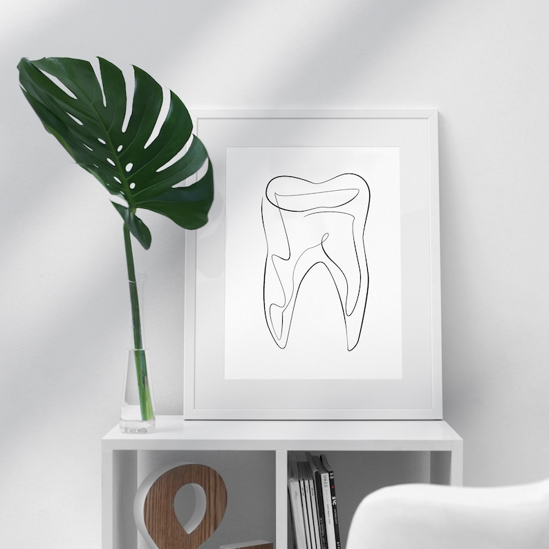 Abstract Dental Art Print Printable Tooth Line Art Dental - Etsy Ireland