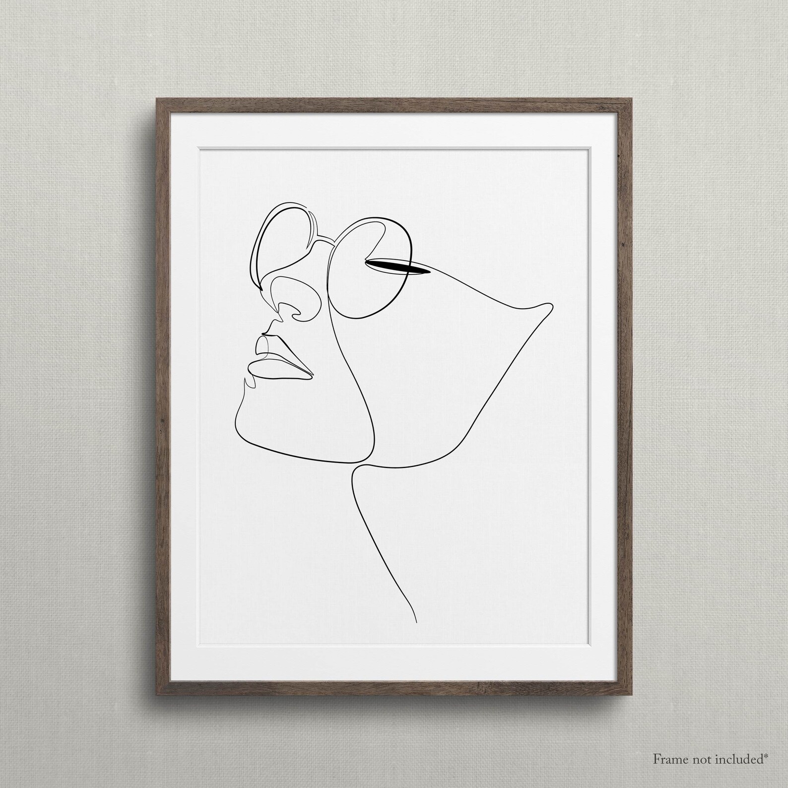 Woman Eye Glasses Line Drawing, Abstract Face Line Art Print ...