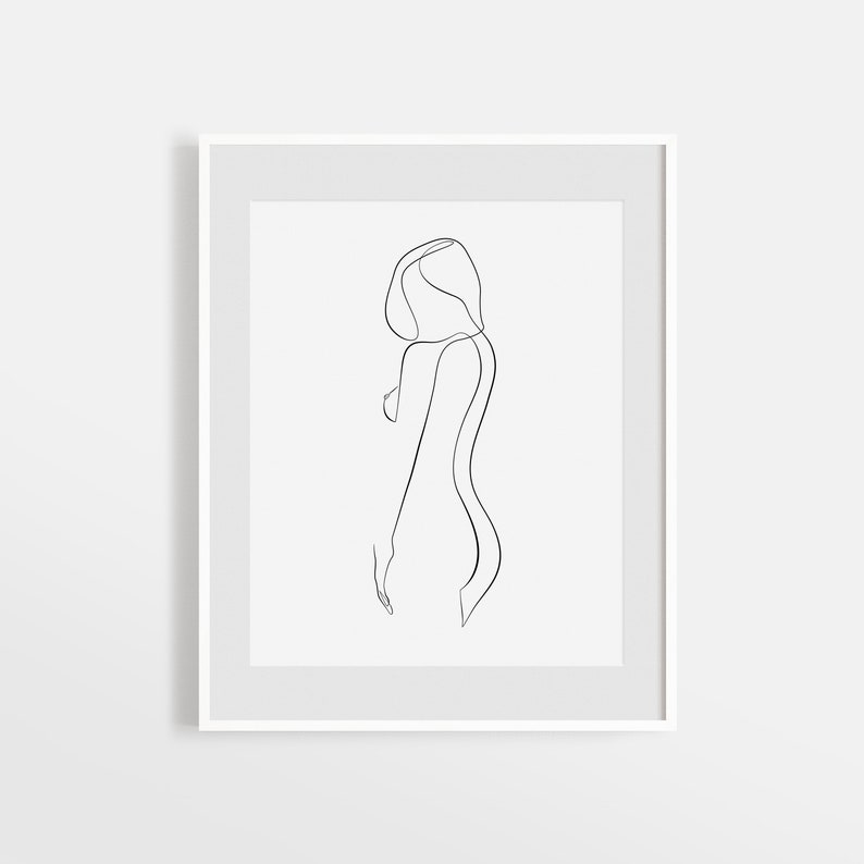 Woman Body Outline Print, Female One Line Drawing, Feminine Body ...