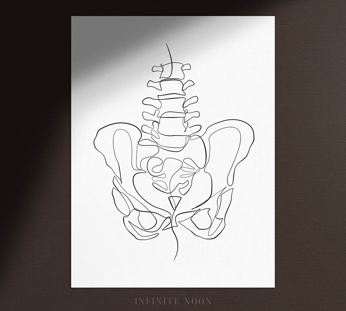 Abstract One Line Pelvis Art Print, Human Pelvis Wall Art, Medical Art ...