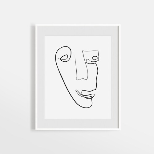Minimal Face Line Art Print Minimalist Printable Wall Art - Etsy