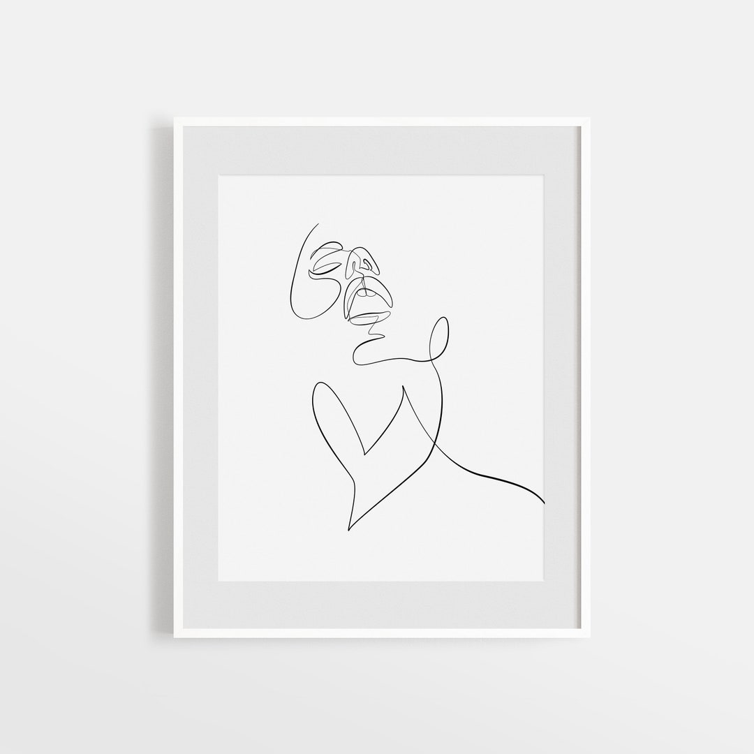 Abstract Feminine Face Sketch, Female Figure Line Art, One Line Drawing ...