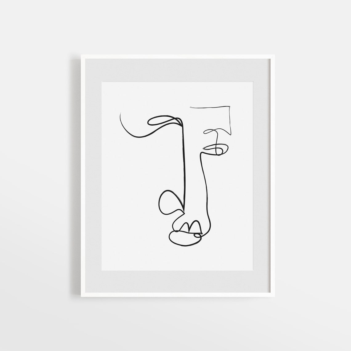 Abstract Face Line Drawing Print Ink One Line Wall Art - Etsy